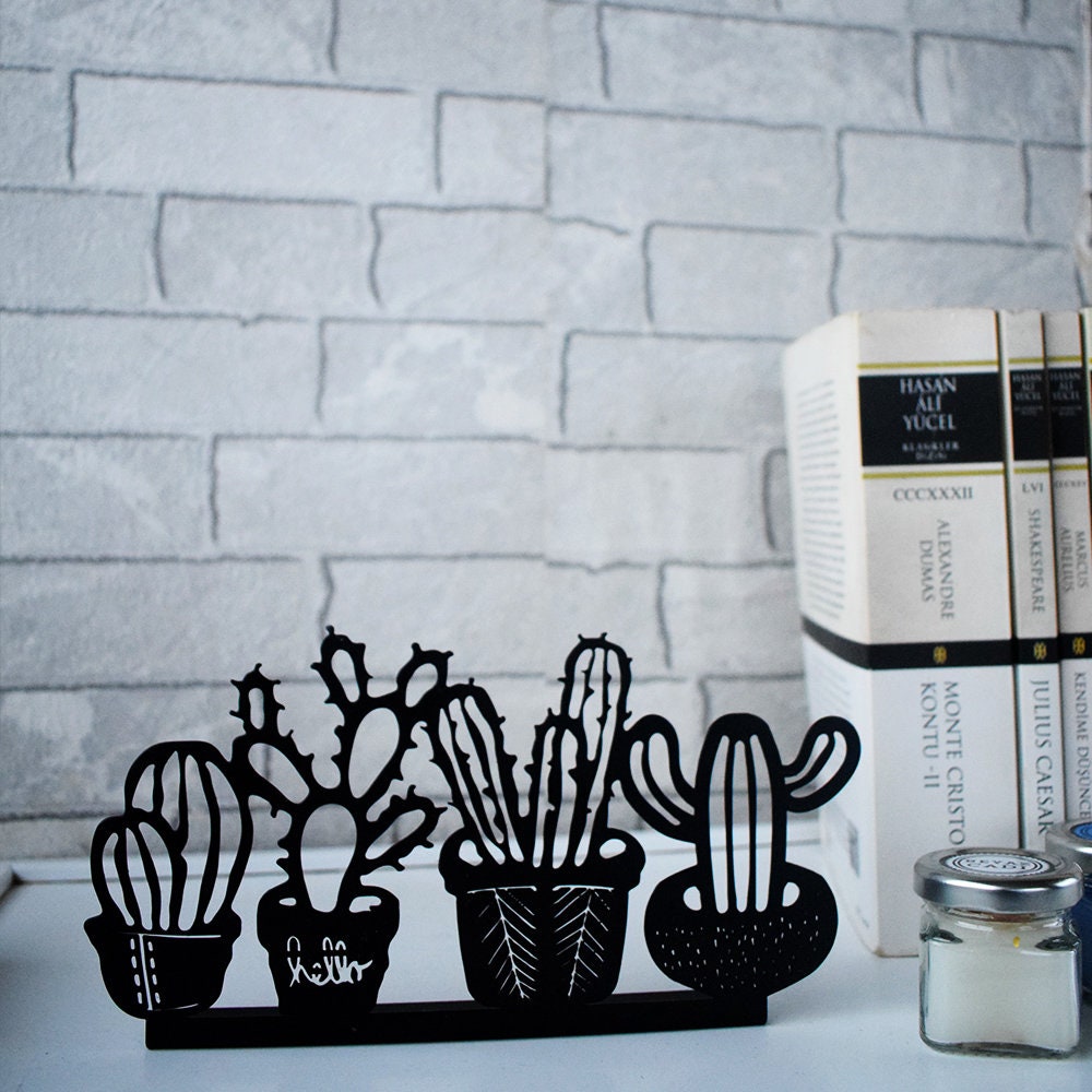 Cactus Set Standing Table Decor, Shelf Bookshelf Kitchen Decor ...