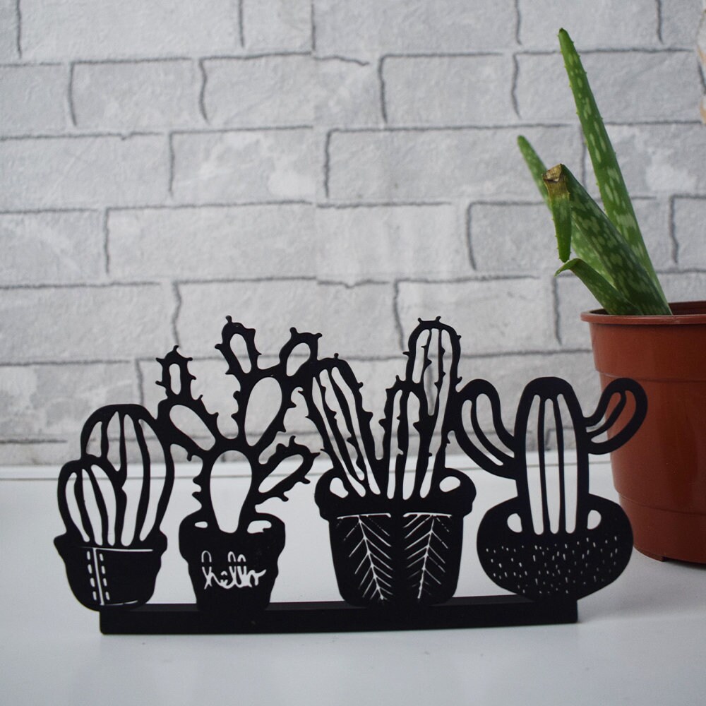 Cactus Set Standing Table Decor, Shelf Bookshelf Kitchen Decor ...