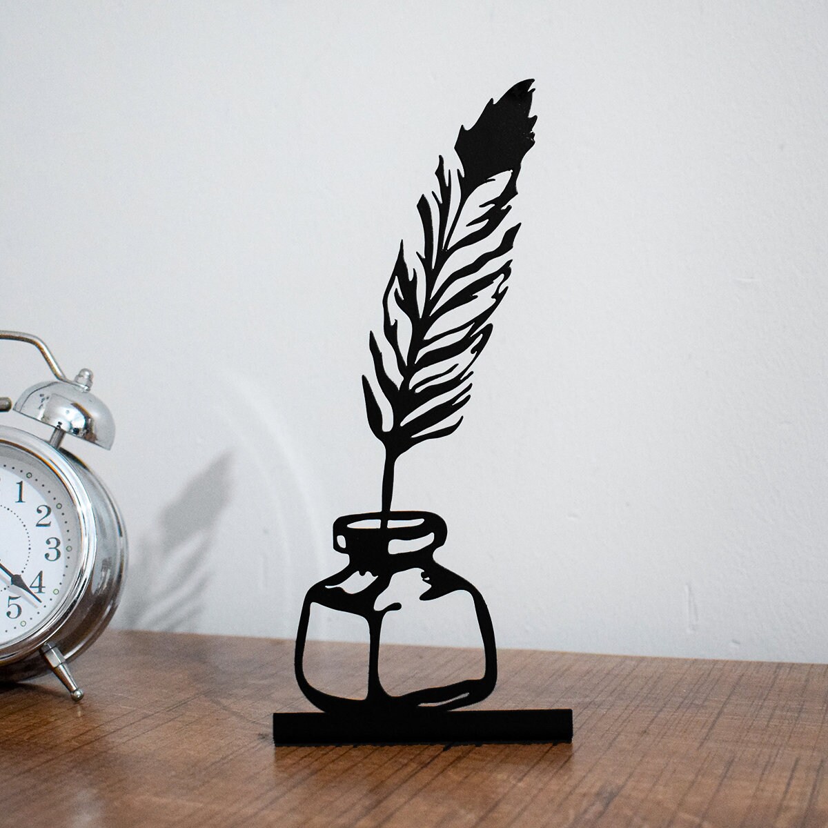 Quill İnkwell Dip Pen Metal Desk Top Decor, Minimal Bookshelf Office ...
