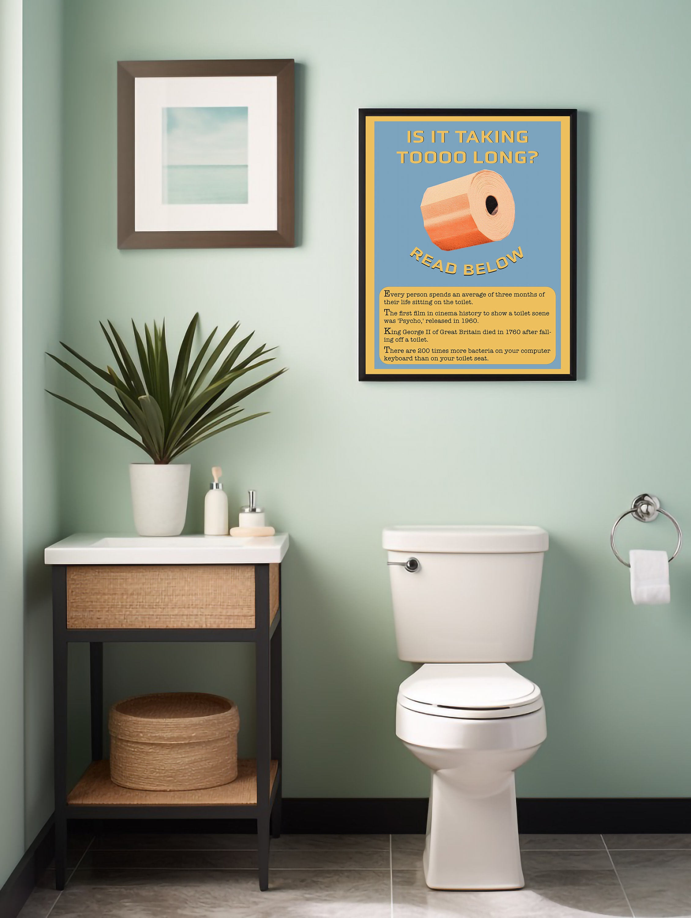 Funny Bathroom Poster, Vintage Bathroom Prints, Interesting Facts ...