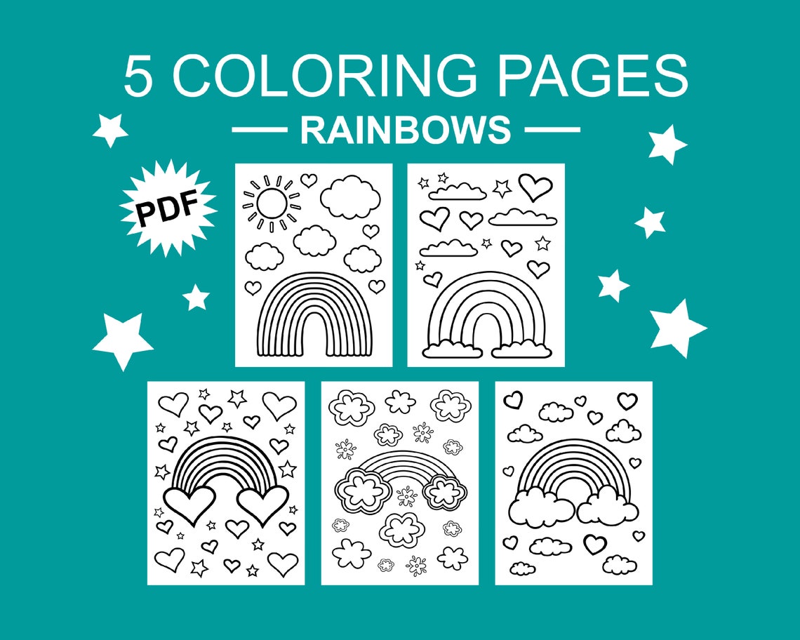 Coloring Sheets - Rainbows Printable Kids PDF File Instant Digital ...