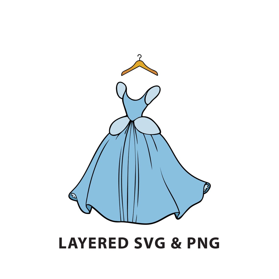 Princess Dress SVG PNG File Instant Digital Download Blue Wardrobe - Etsy