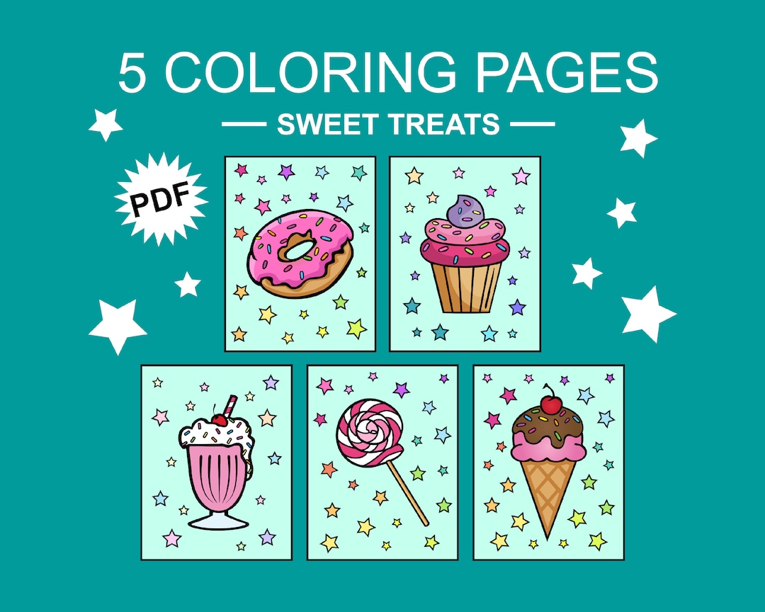 Coloring Sheets - Sweet Treats Printable Kids PDF File Instant Digital ...
