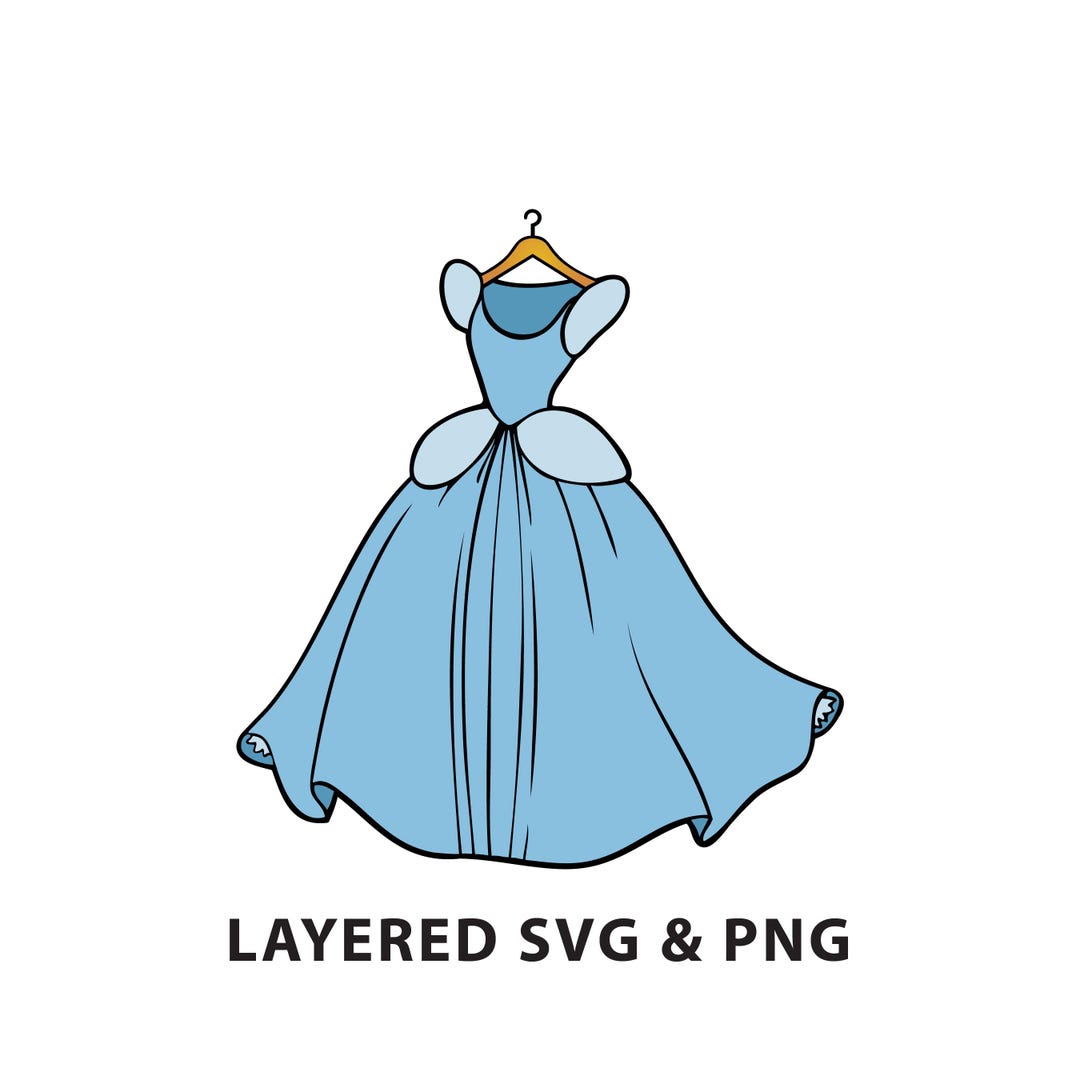 Princess Dress SVG PNG File Instant Digital Download Blue Wardrobe - Etsy