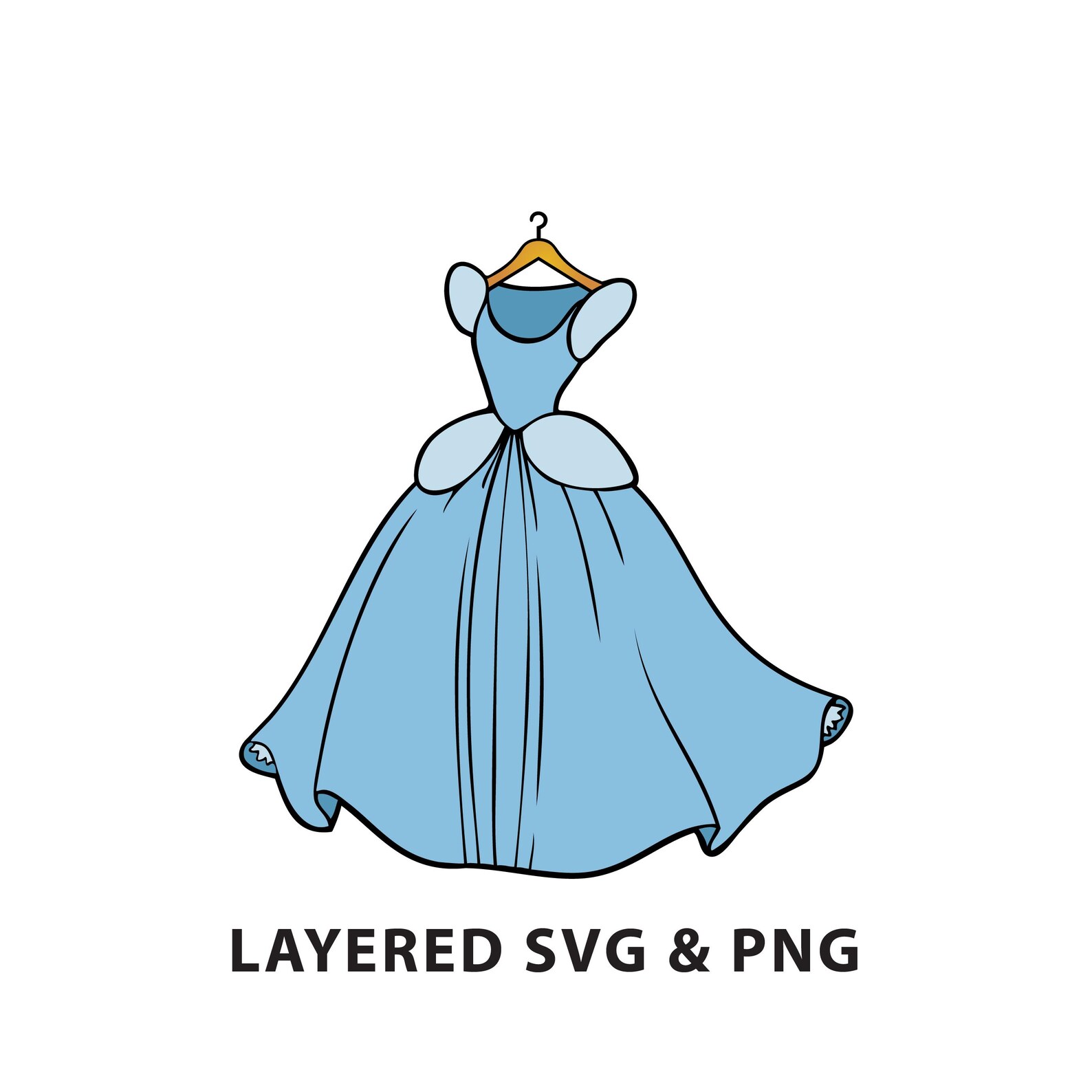 Princess Dress SVG PNG File Instant Digital Download Blue Wardrobe - Etsy