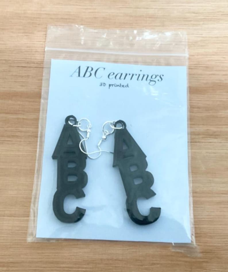 3D Printed ABC Earrings - Etsy