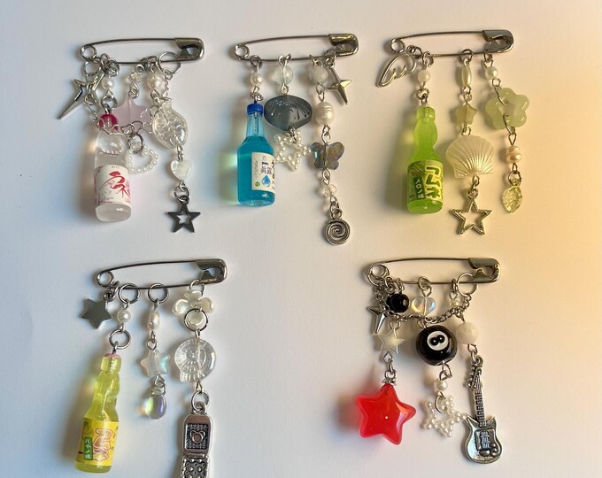 Soda Bottle Safety Pin Charms - Etsy