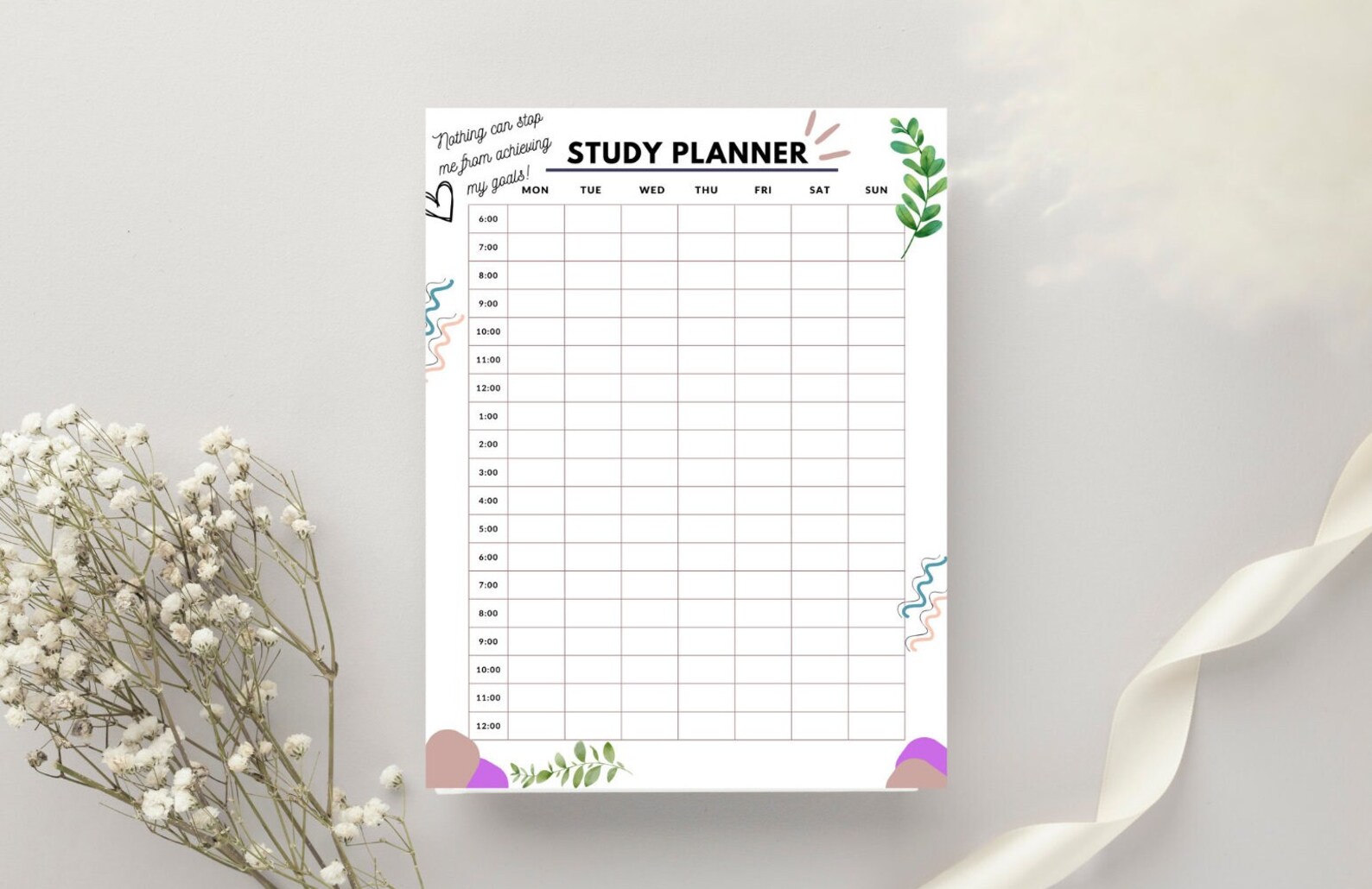 Digital Weekly Study Planner Timetable Printable Study - Etsy