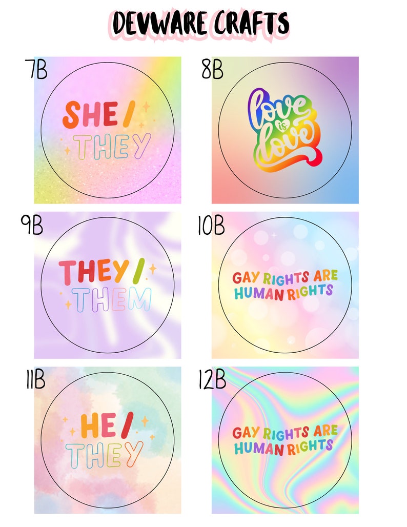 Pronoun LGBTQIA+ HANDMADE BUTTONS- Custom, Pre-made, Hand Drawn, Bulk ...