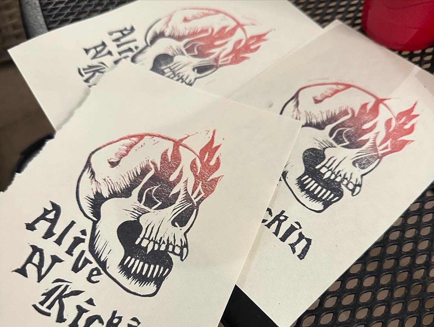 Printmaking - Alive N Kickin Skull On Fire