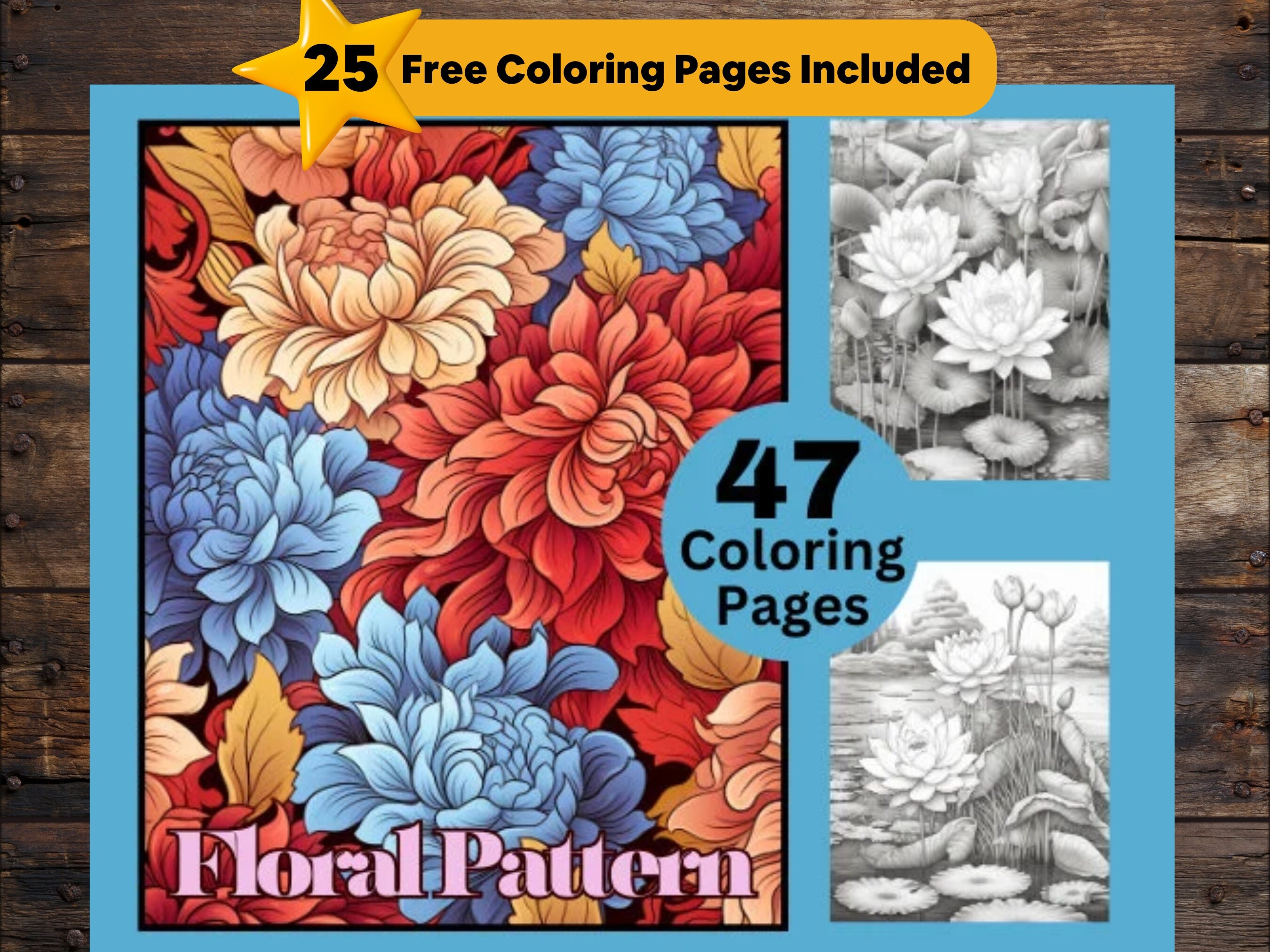 47 Flowers Pattern Coloring Book, Floral Coloring, Botanical Coloring ...