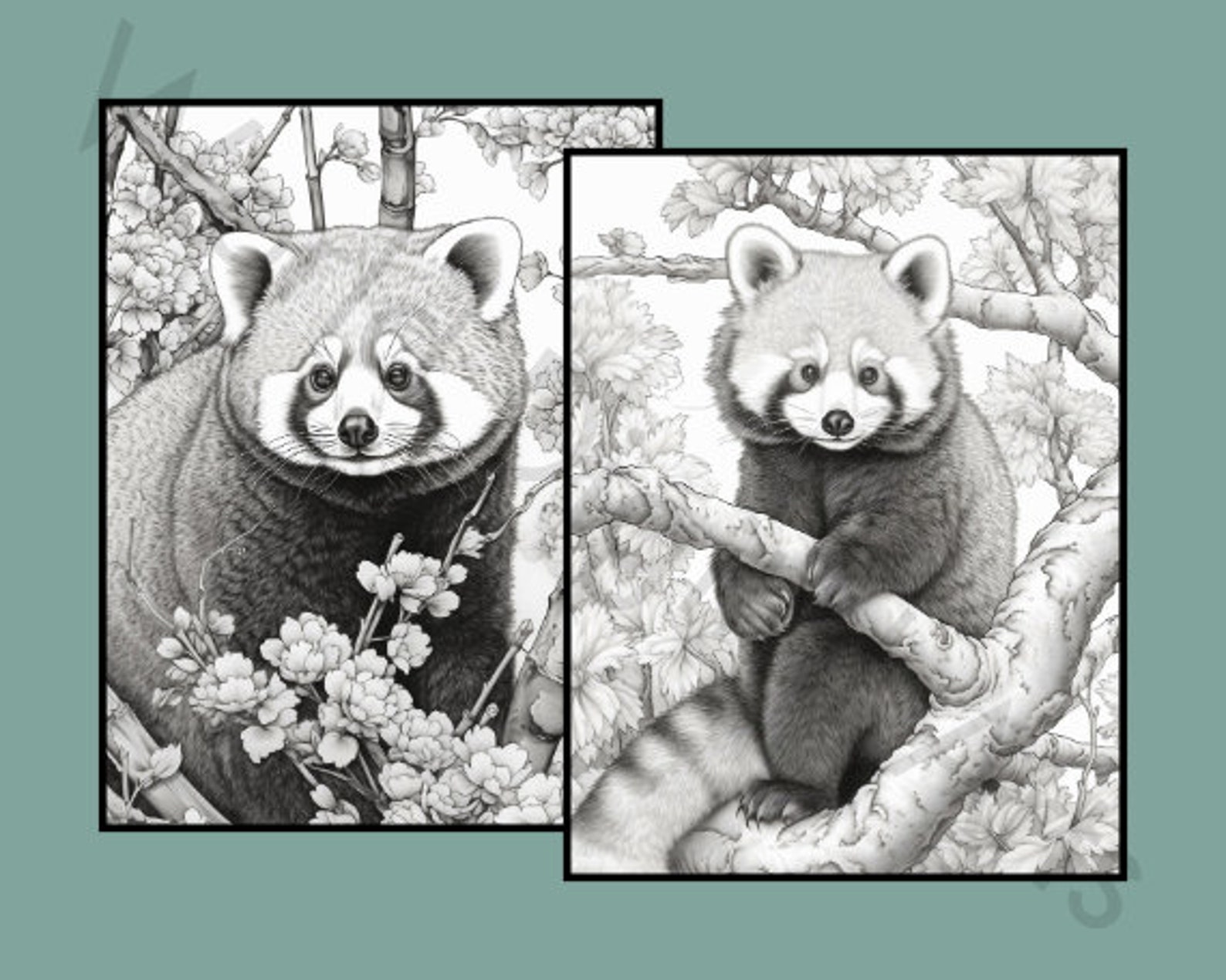 50 Pattern Animals Coloring Pages, Pattens Coloring Book, Grayscale ...