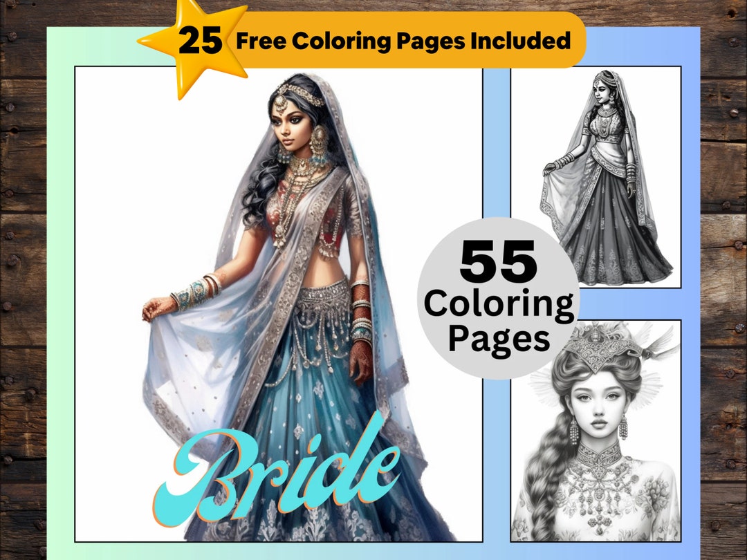 55 Brides Coloring Pages, Wedding Coloring Book, Grayscale Coloring ...