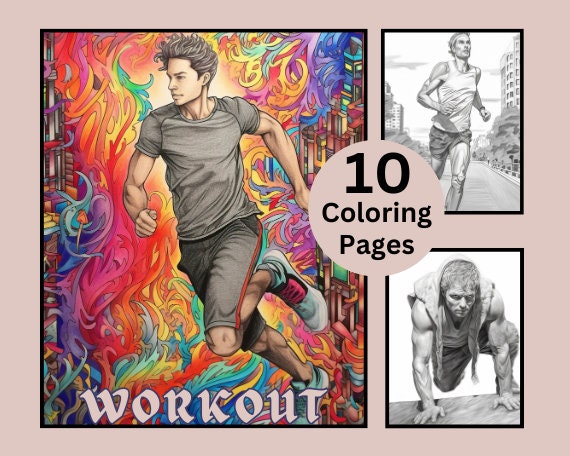 10 Workout Coloring Pages for Adults and Kids - Etsy