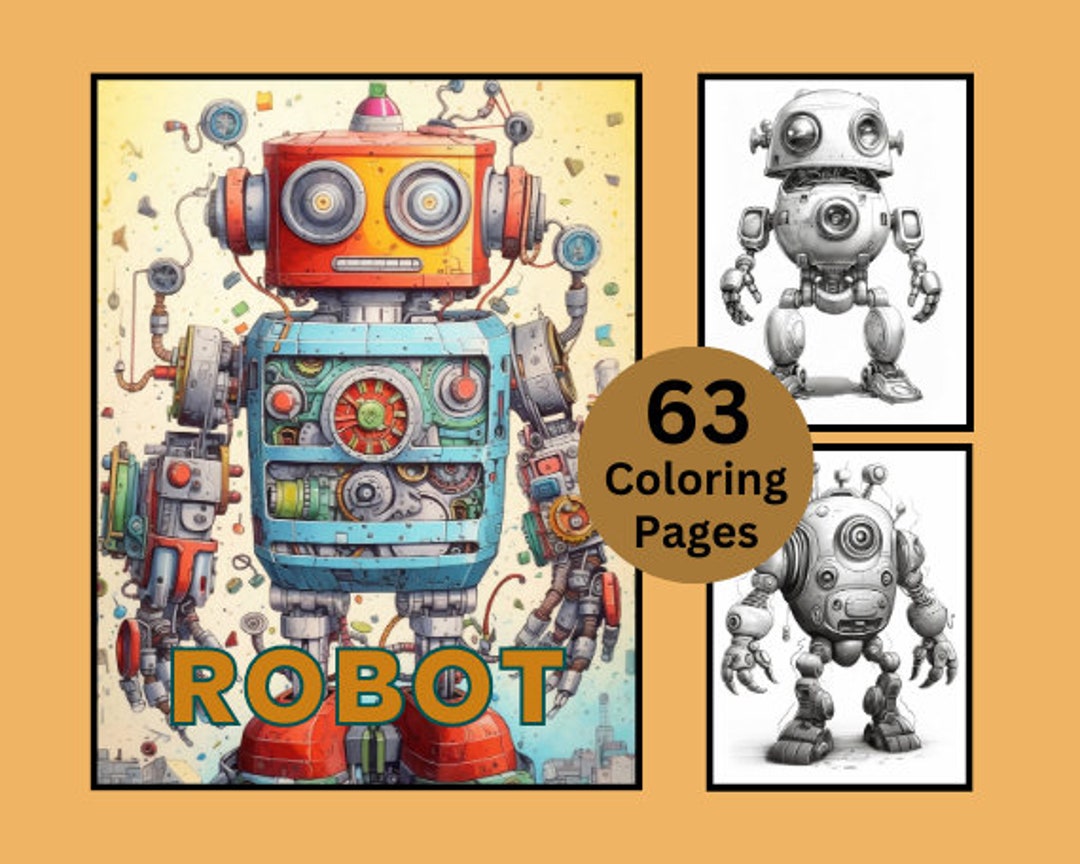 63 Robot Coloring Pages, Robot Coloring Book, Grayscale Coloring ...