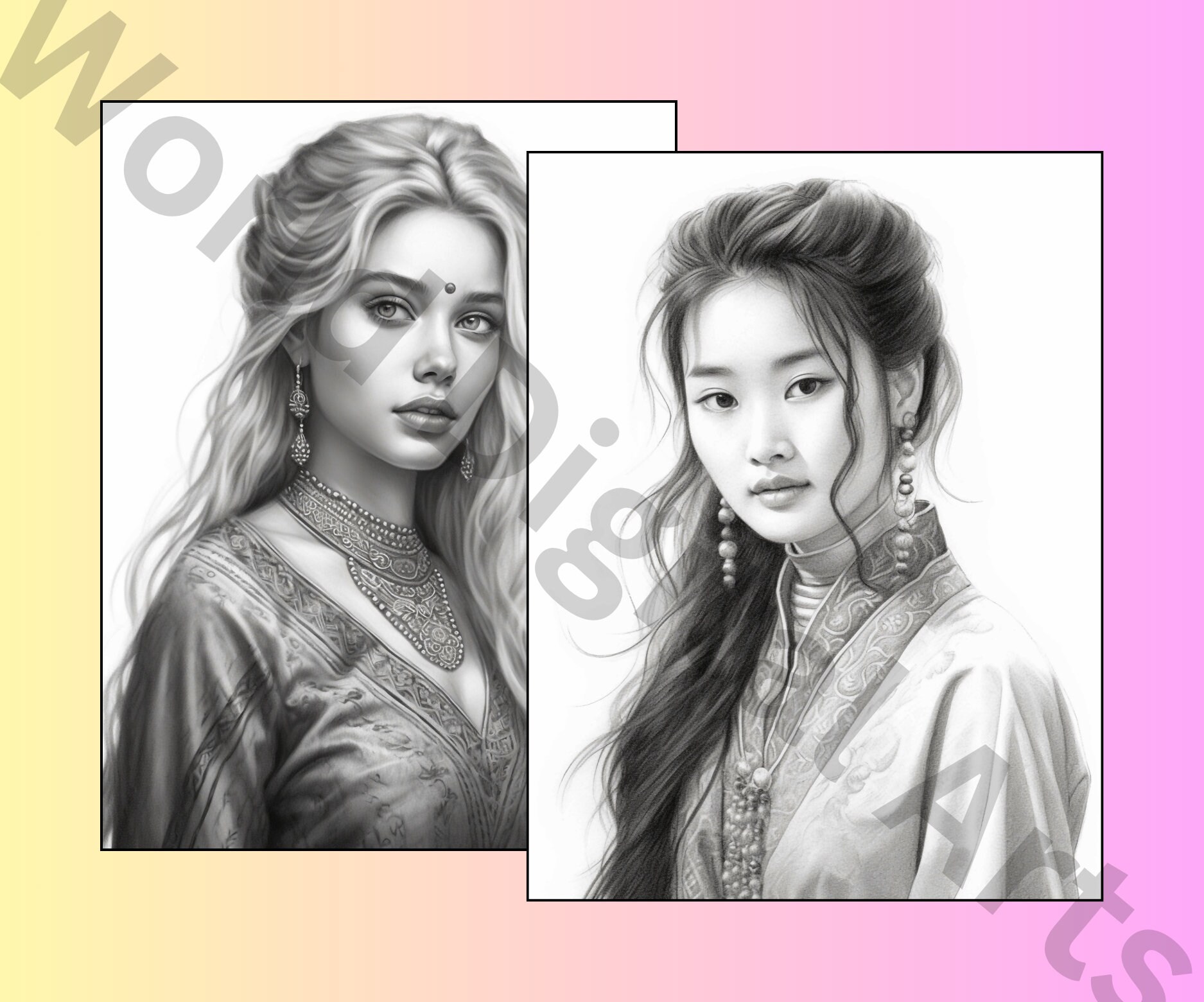 1000 Women Coloring Mega Bundle, Girl Coloring Bundle, Pretty Ladies Coloring Bundle, Color ...