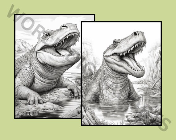 60 Dinosaur Coloring Pages, Cute Coloring Book, Grayscale Coloring ...