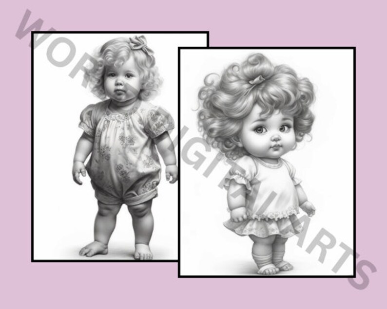20 Chubby Babies Coloring Pages, Baby Coloring Book, Babies Grayscale ...