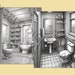 Pocket Room Coloring, Mini Room Coloring Pages, Grayscale Coloring Book ...