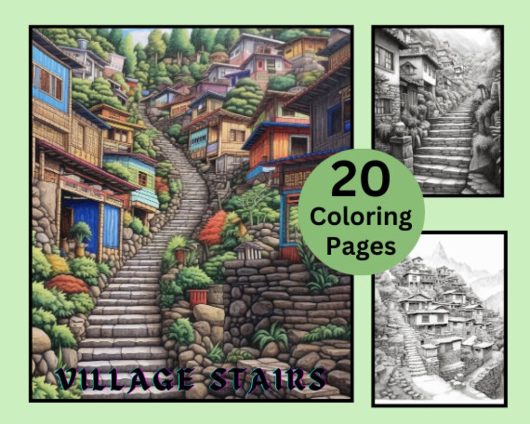 20 Village Stairs Coloring Pages, Landscaping Coloring Pages, Printable ...