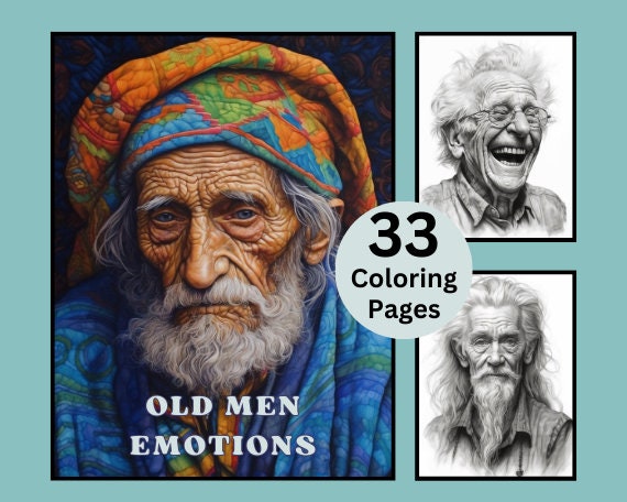 33 Old Men Coloring Pages, Emotions Coloring Book, Grayscale Coloring ...