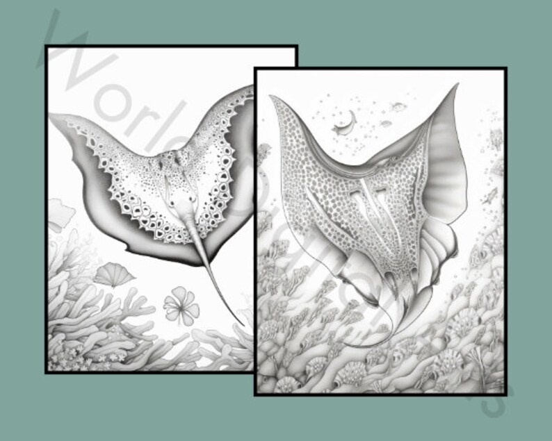 50 Pattern Animals Coloring Pages, Pattens Coloring Book, Grayscale ...