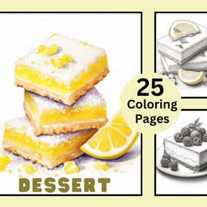 25 Desserts Coloring Book, Cakes Coloring, Dessert, Coloring Bundle ...