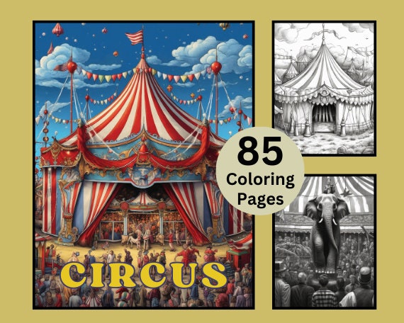 85 Circus Coloring Pages, Circus Coloring Book, Coloring Bundle ...