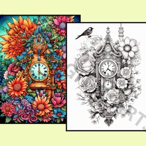 15 Magical Clocks Coloring Pages, Coloring Book, Clock Coloring, Kid ...