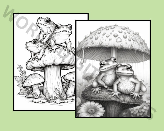 22 Frogs Coloring Page, Coloring Book, Frog Coloring, Grayscale ...