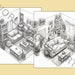 Pocket Room Coloring, Mini Room Coloring Pages, Grayscale Coloring Book ...
