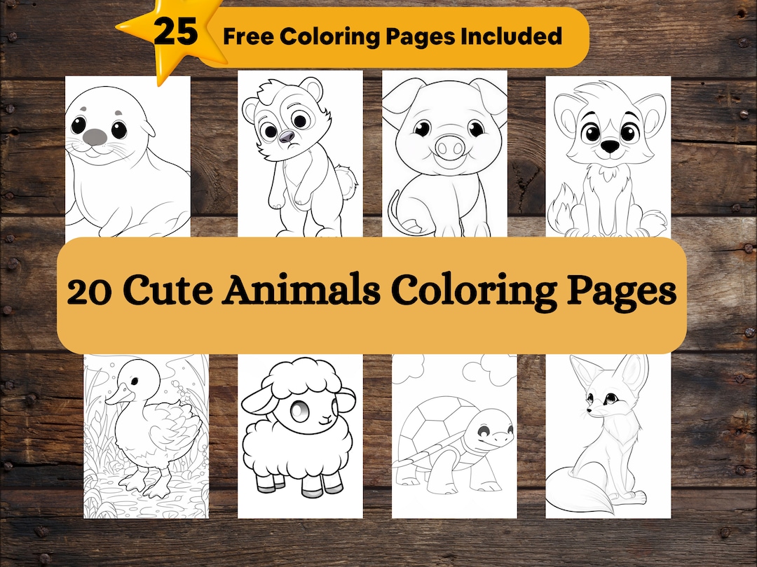 20 Cute Animals Coloring Pages, Kids Coloring Pages, Preschoolers ...
