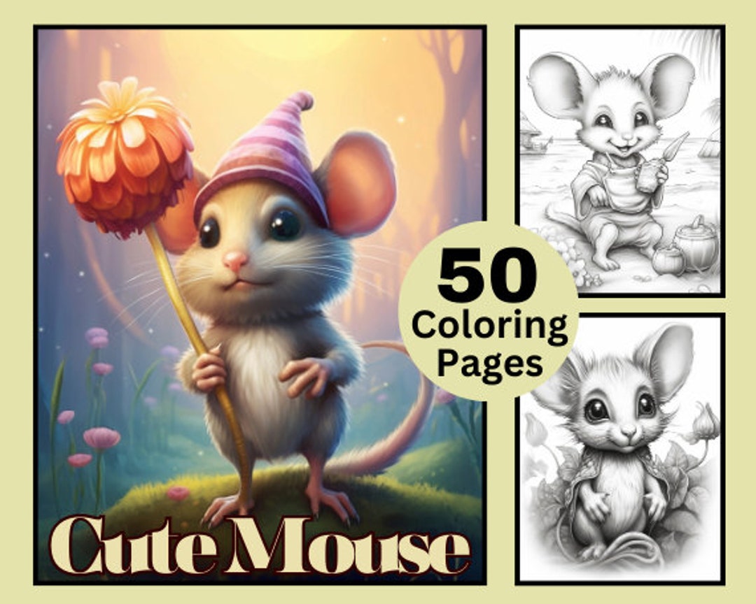 50 Cute Mice Coloring Pages for Adults and Kids - Etsy