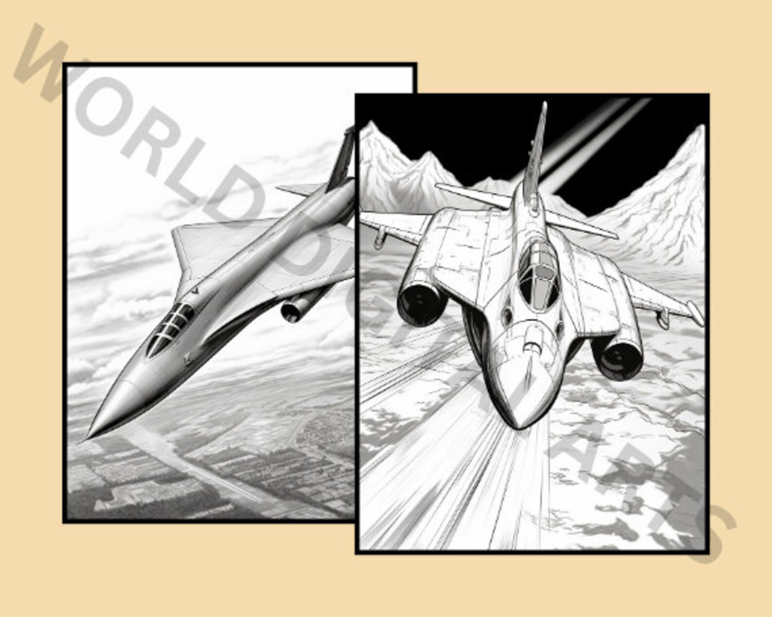 22 Flying Objects Coloring Pages, Flying Color Book, Grayscale Coloring ...