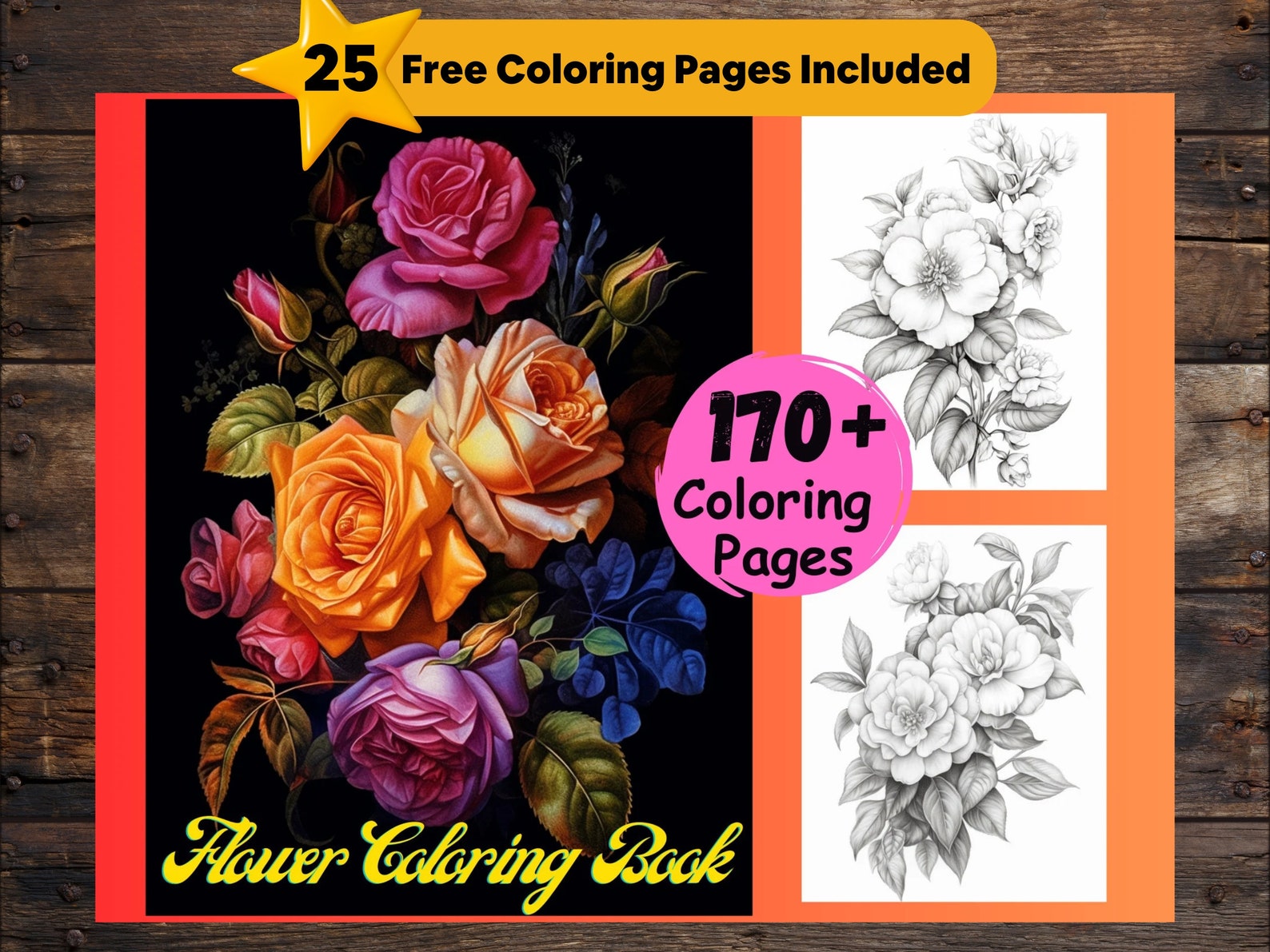 Flowers Coloring Book, Printable Floral Coloring, Botanical Coloring ...