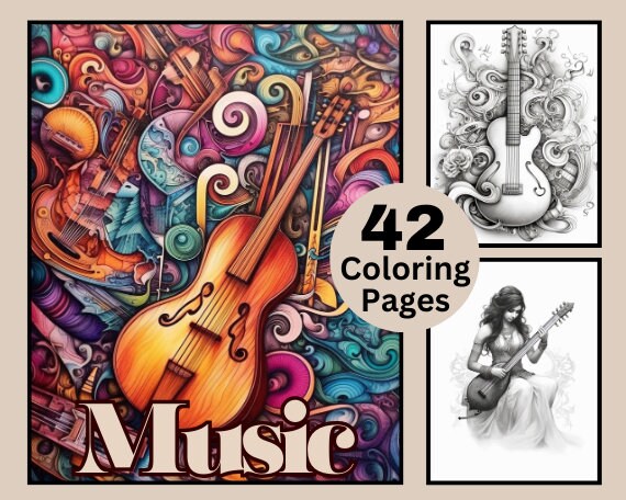 42 Music Coloring Pages, World Music Coloring Book, Musical Coloring ...