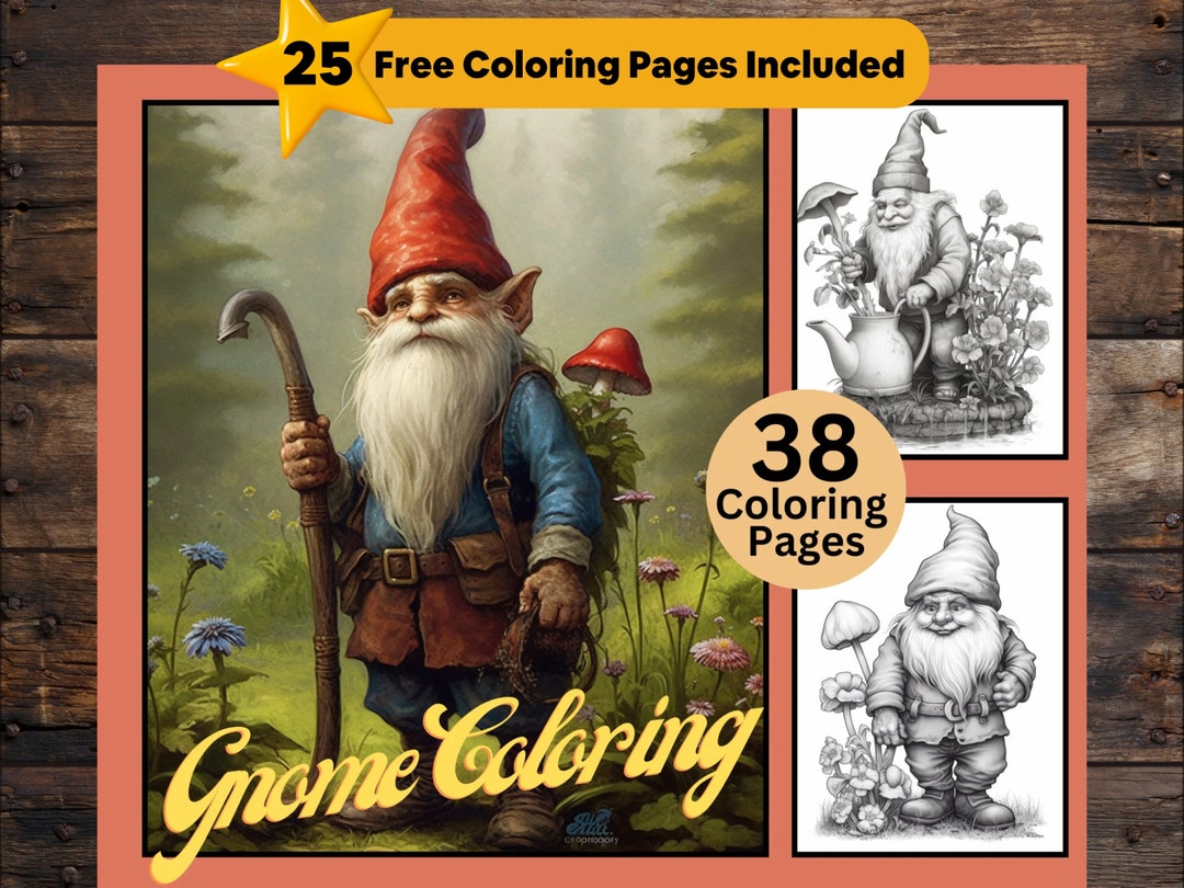 38 Gnome Coloring Pages, Grayscale Coloring Pages Gnomes, Instant ...