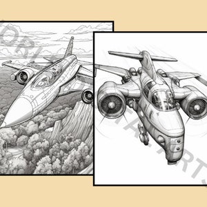 22 Flying Objects Coloring Pages, Flying Color Book, Grayscale Coloring ...