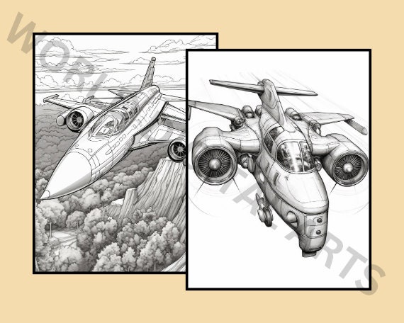 22 Flying Objects Coloring Pages, Flying Color Book, Grayscale Coloring ...