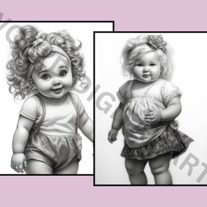 20 Chubby Babies Coloring Pages, Baby Coloring Book, Babies Grayscale ...