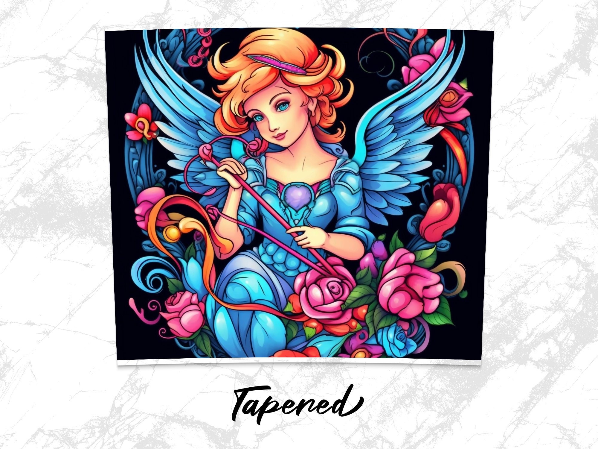 20 OZ Angel Skinny Tumbler Wraps, Straight and Tapered PNG Files ...