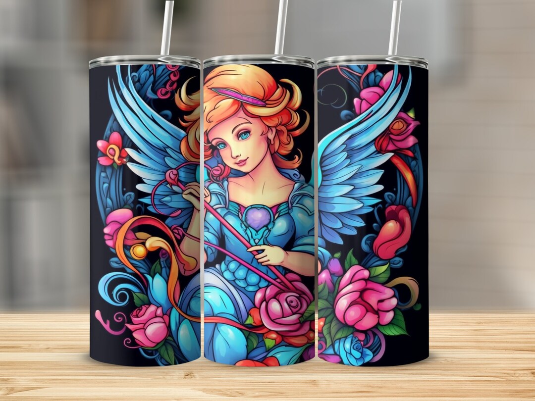 20 OZ Angel Skinny Tumbler Wraps, Straight and Tapered PNG Files ...