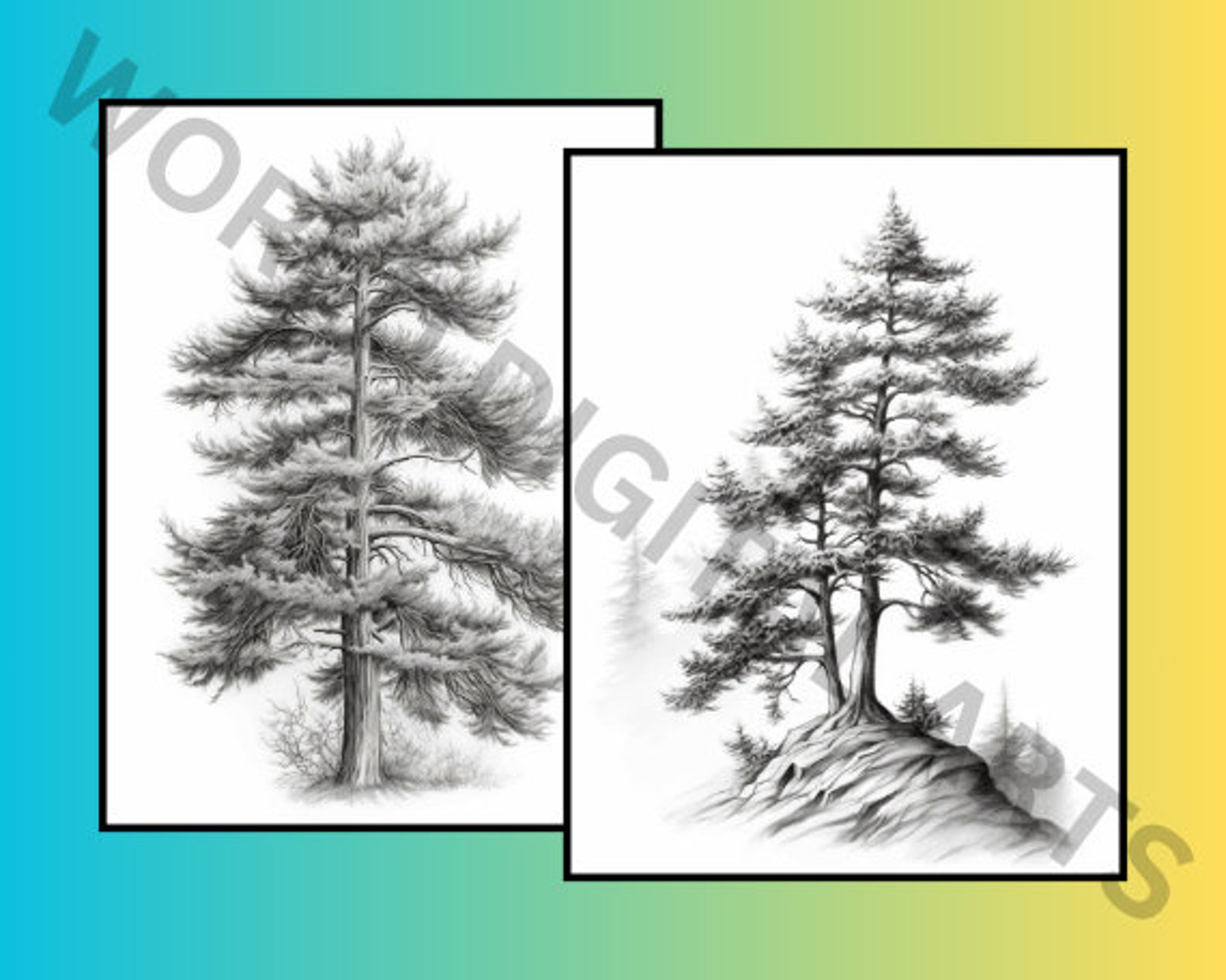 65 Trees Coloring Book, Printable Floral Coloring, Botanical Coloring ...