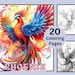 22 Phoenixes Coloring Pages, Bird Coloring Book, Grayscale Coloring ...