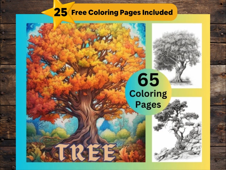 65 Trees Coloring Book, Printable Floral Coloring, Botanical Coloring ...