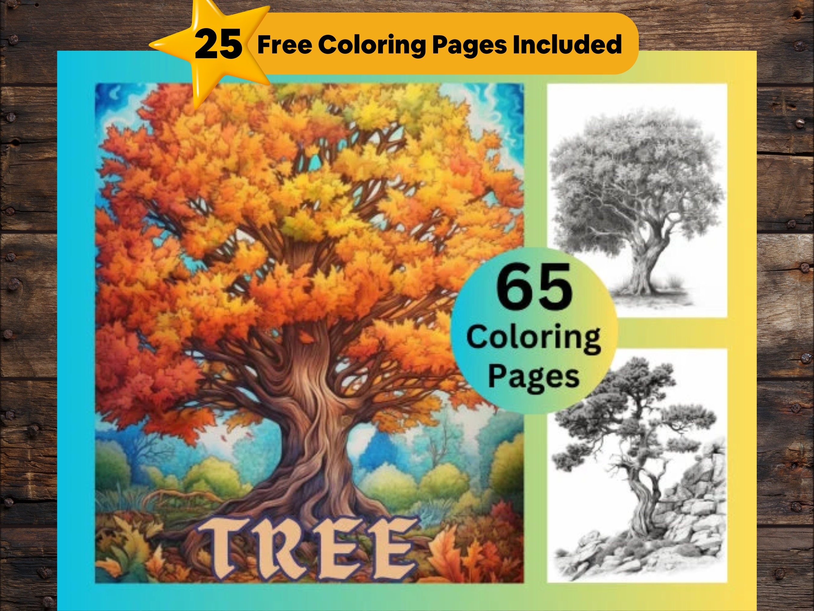 65 Trees Coloring Book, Printable Floral Coloring, Botanical Coloring ...