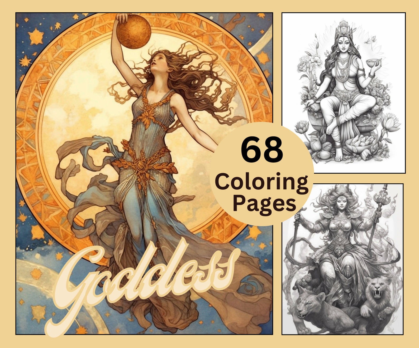 68 Goddess Coloring Pages, Women Coloring Book, Grayscale Coloring ...