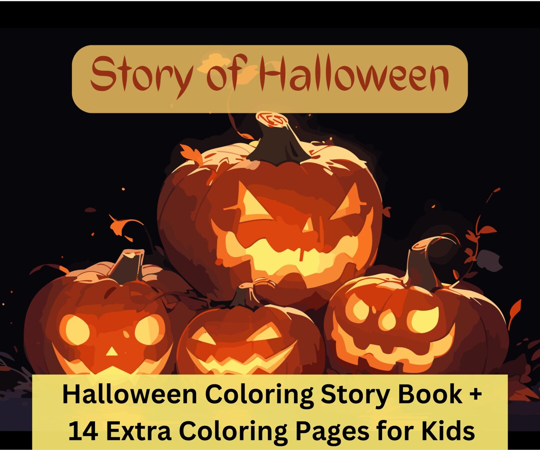 Halloween Story Book, Printable Story Book Plus Bonus 14 Coloring Pages ...