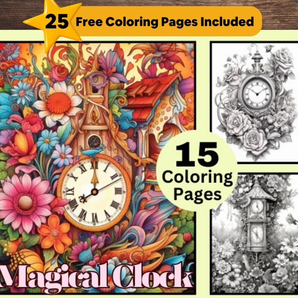 Coloring Pages Clocks - Etsy