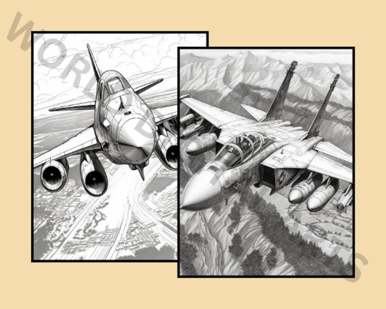 22 Flying Objects Coloring Pages, Flying Color Book, Grayscale Coloring ...